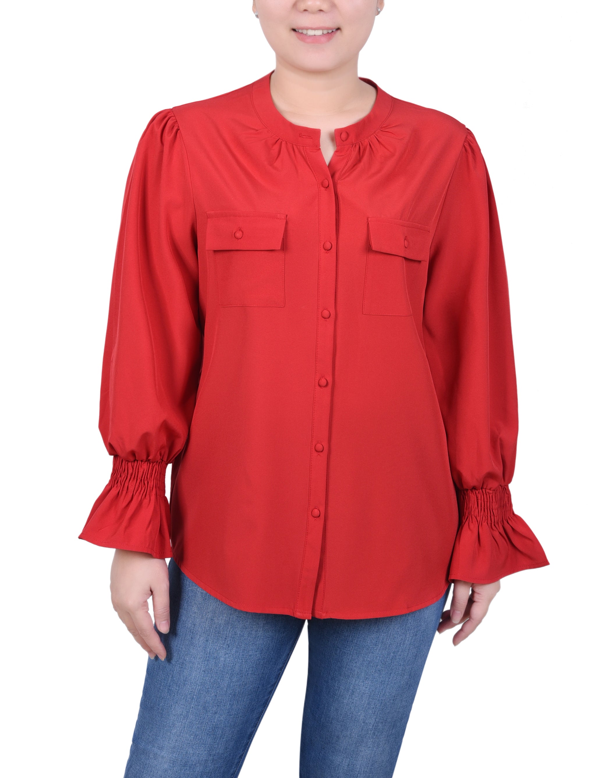 Missy Long Sleeve Y Neck Blouse – NY COLLECTION